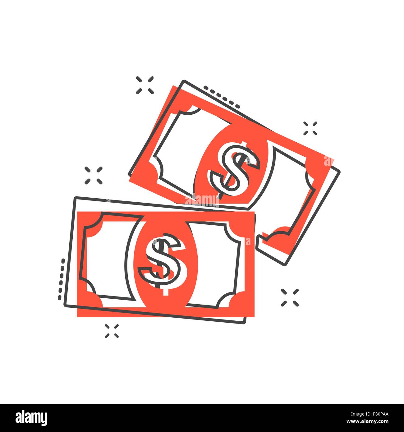 Cartoon money icon in comic style. Dollar money sign illustration ...
