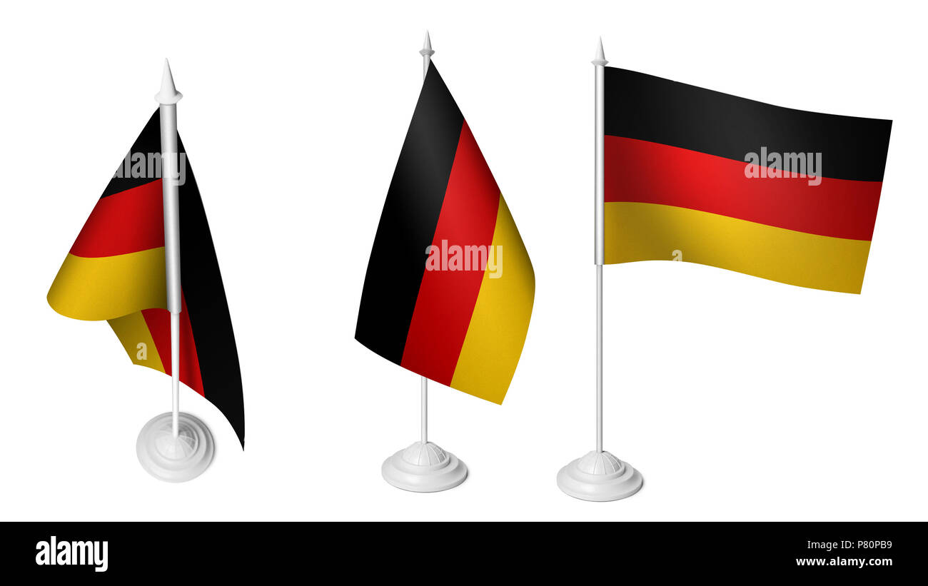 Isolated 3 Small Germany Flag waving 3d Realistic Germany fabric photo ...
