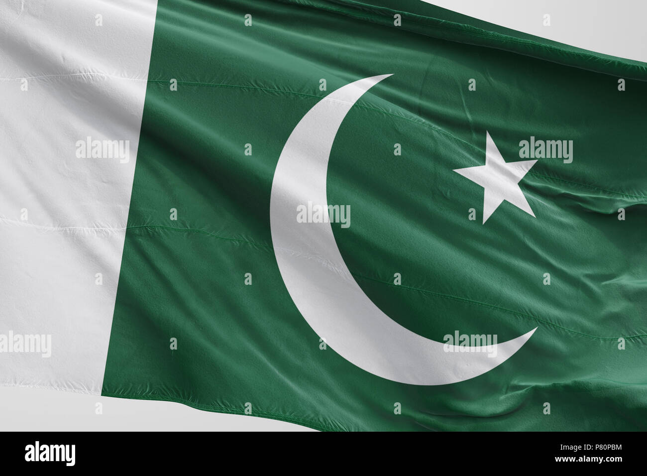Isolated Pakistani Flag waving 3d Realistic Pakistani fabric Stock ...