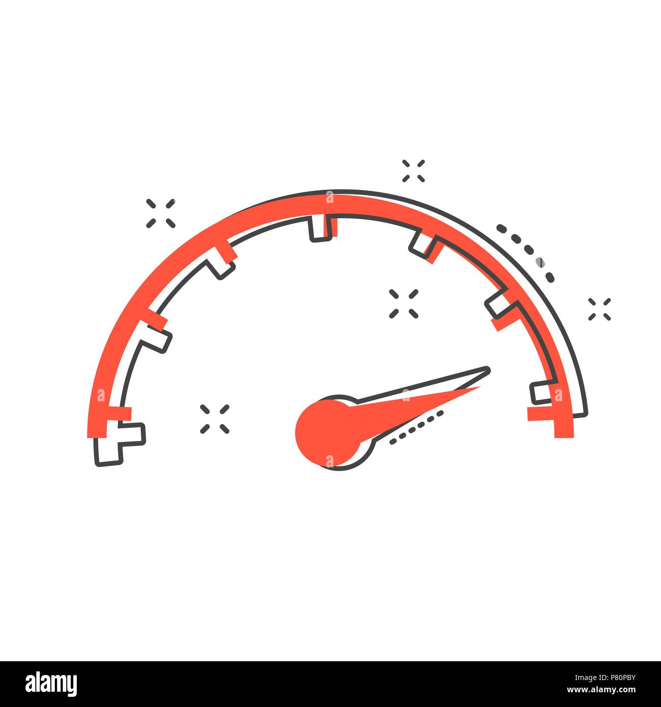 Cartoon max speed icon in comic style. Speedometer sign illustration ...