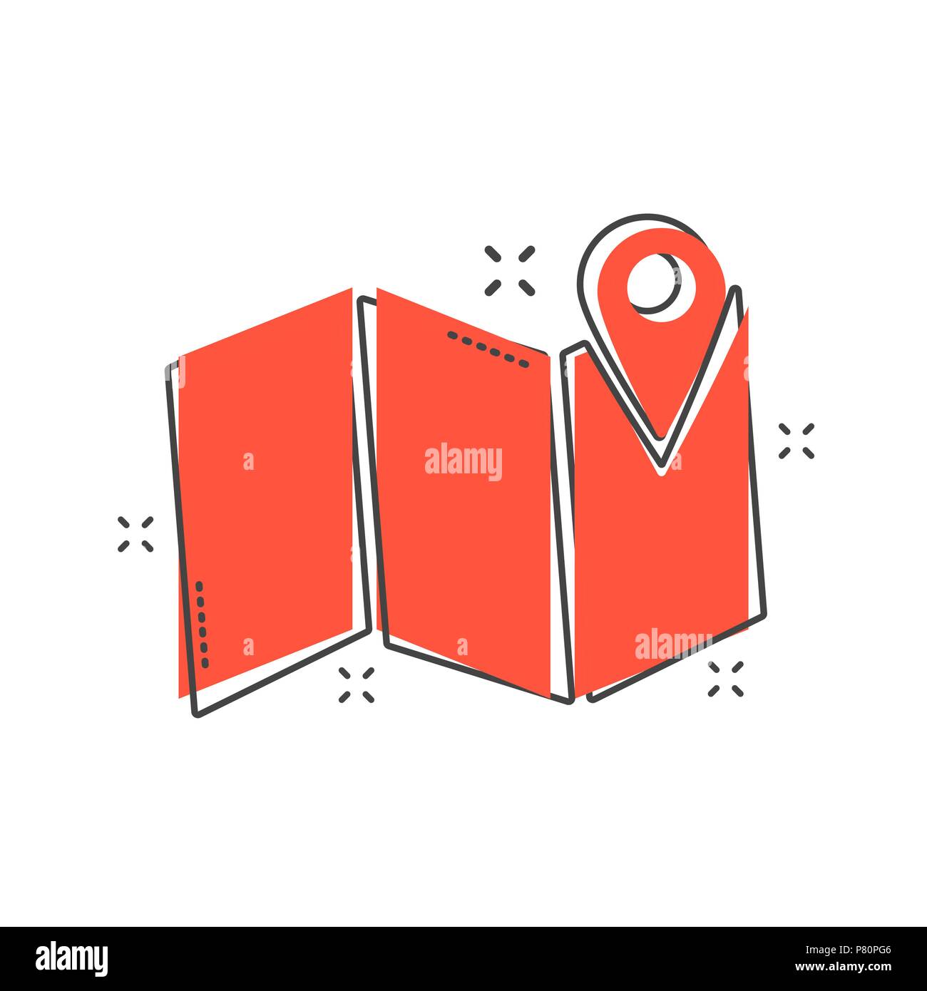 Cartoon map pin icon in comic style. Location gps illustration ...