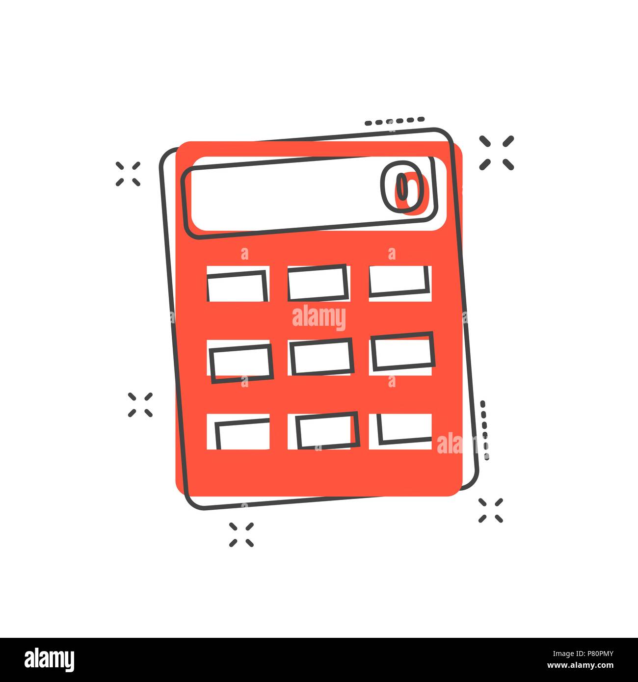 Cartoon calculator icon in comic style. Calculate illustration ...