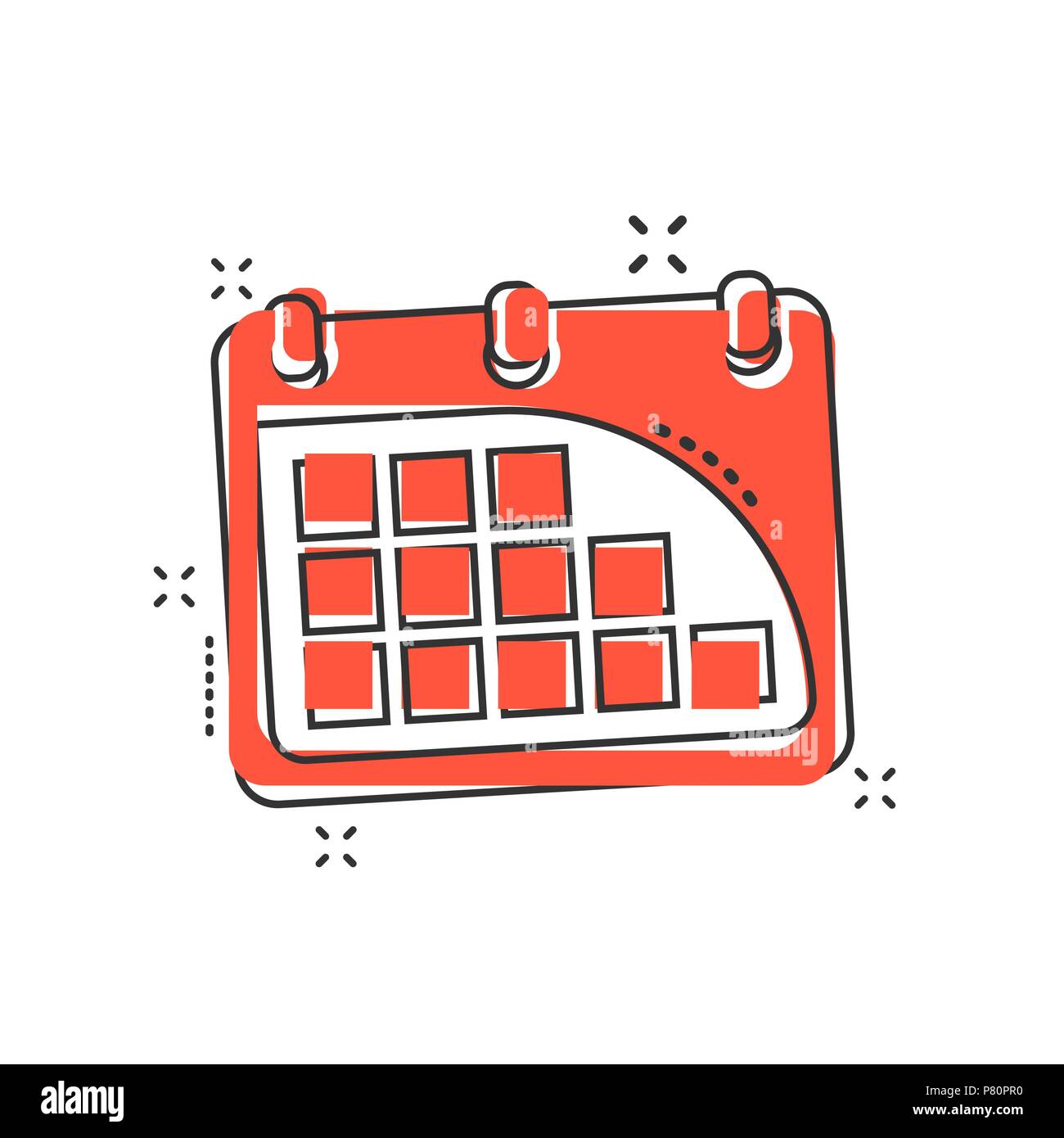 Cartoon calendar icon in comic style. Agenda illustration pictogram ...