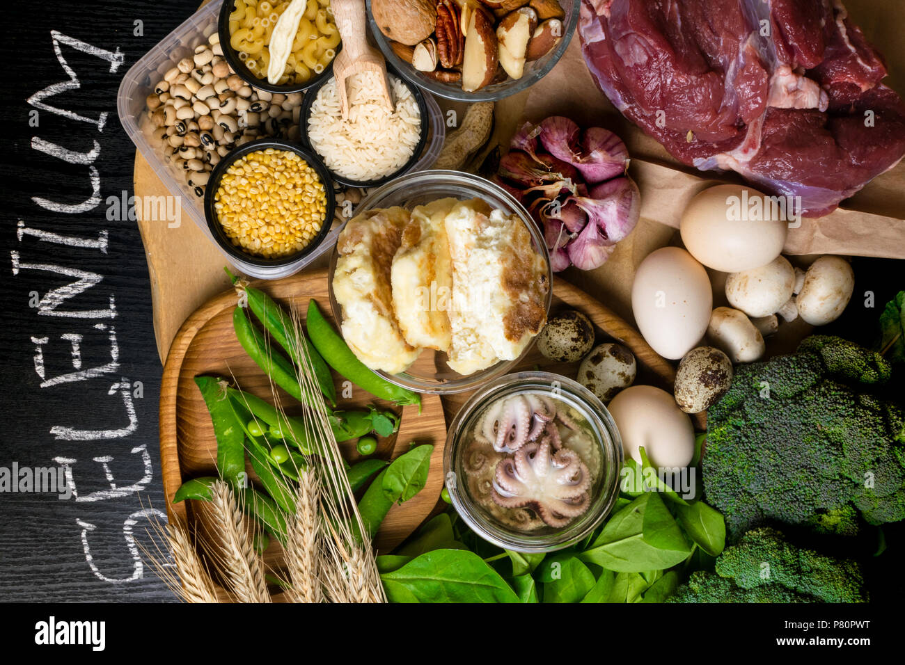 Natural products and ingredients containing selenium as octopus, bread ...