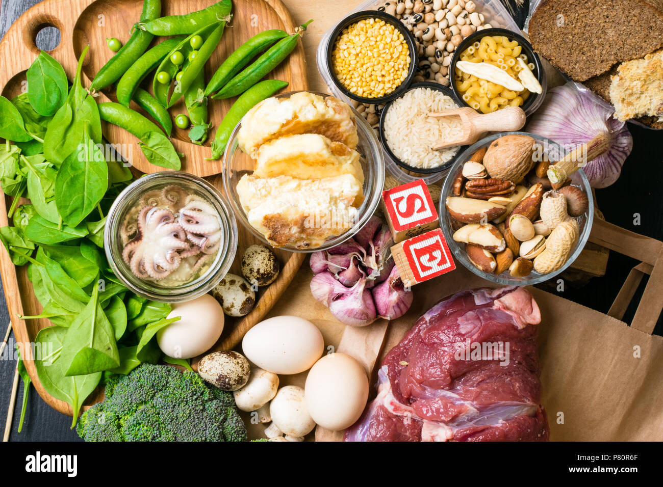Natural products and ingredients containing selenium as octopus, bread ...