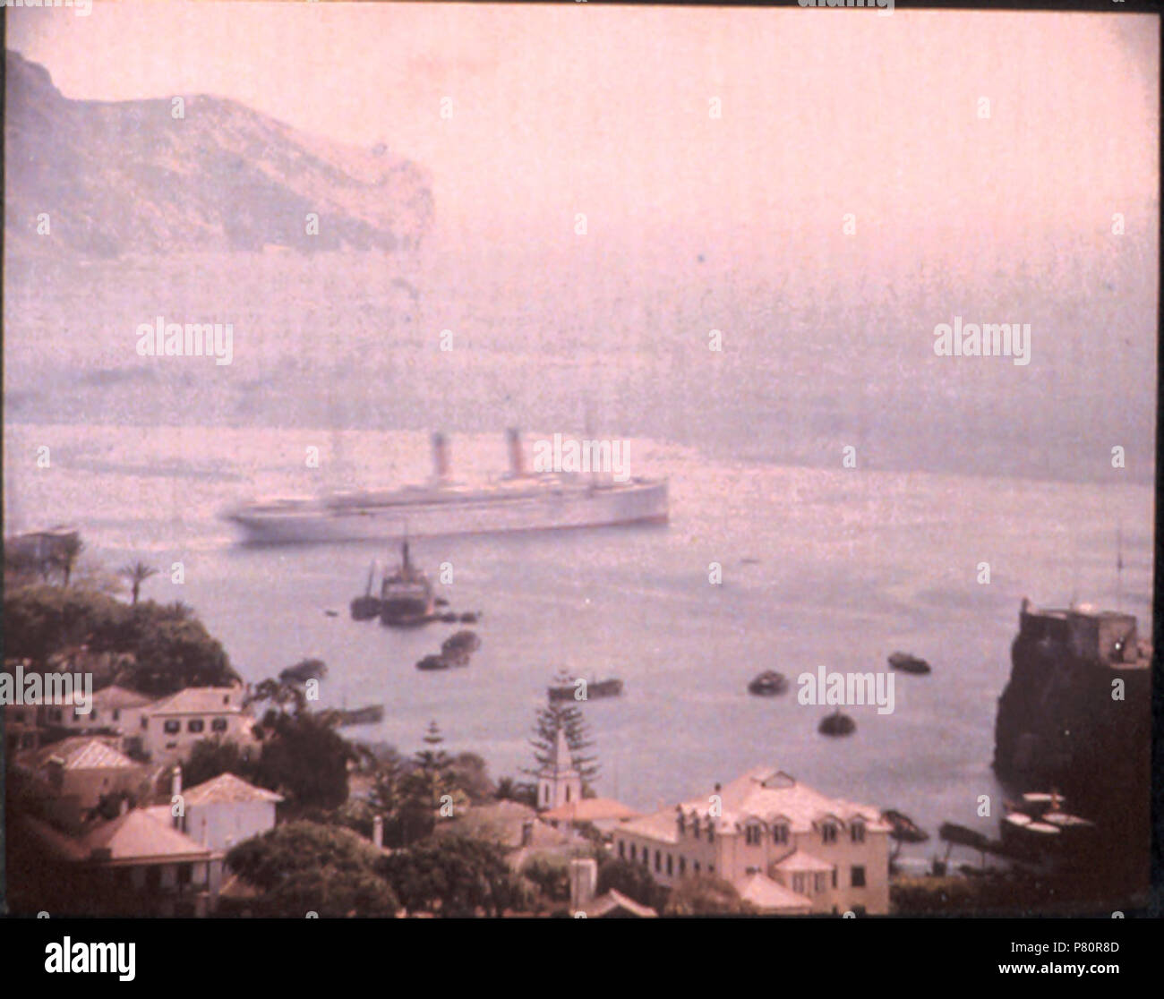 Colour Photograph (Autochrome) of a Ship in Funchal Bay, Madeira, by ...