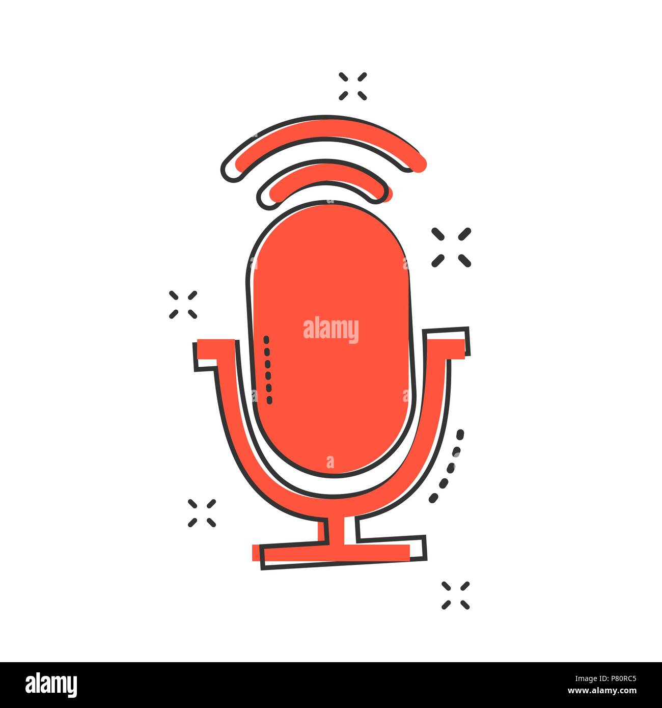 Cartoon microphone icon in comic style. Mic illustration pictogram ...