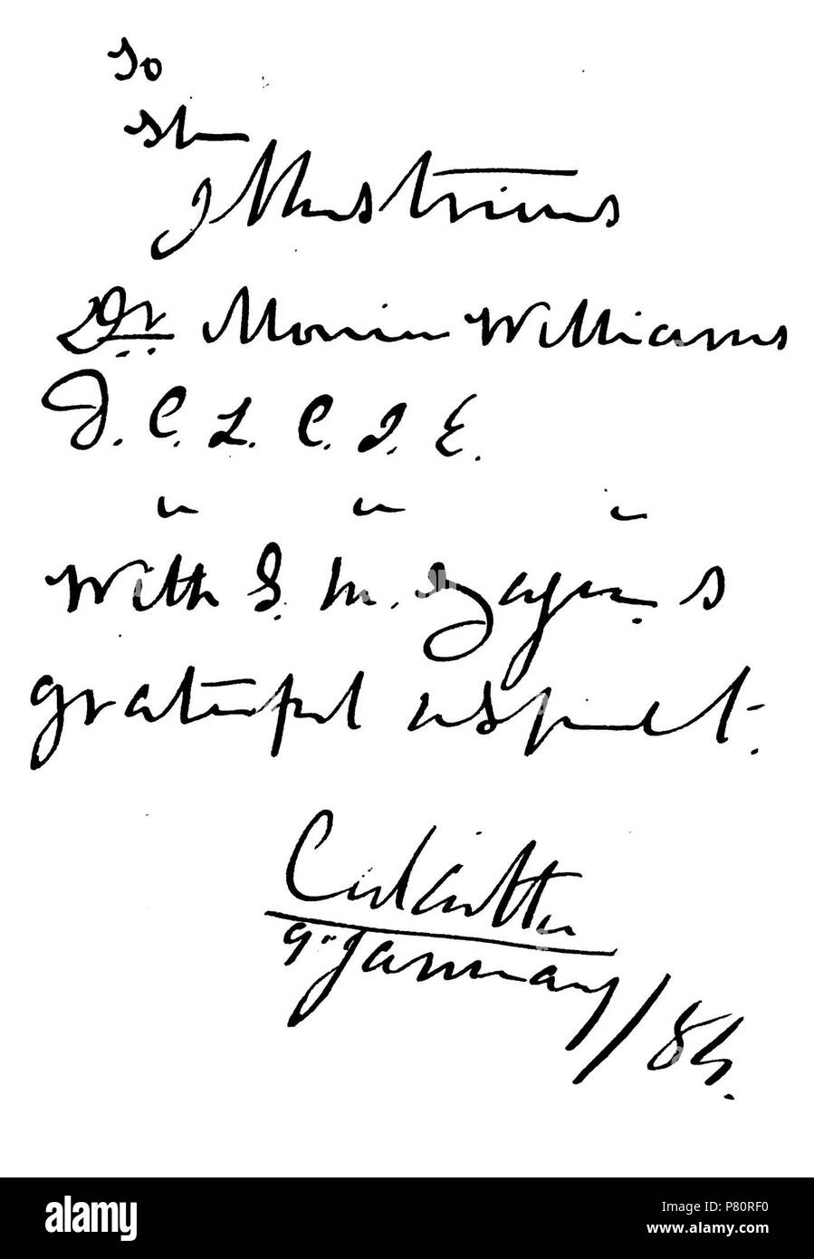 Signature of S. M . Tagore in book gifted to Monier Williams . 1884 346 ...