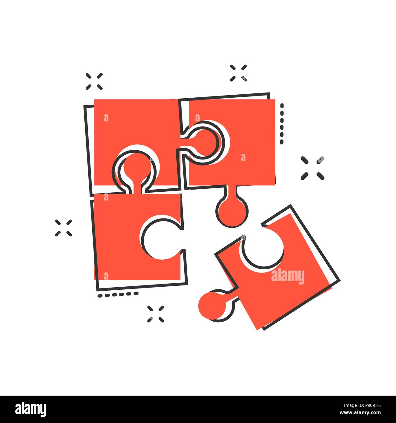 Cartoon puzzle icon in comic style. Jigsaw sign illustration pictogram ...