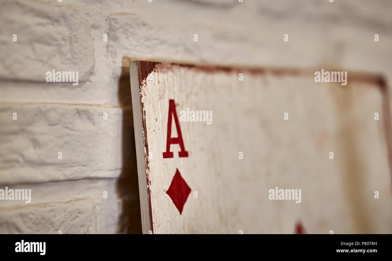 Wooden playing cards aces for decoration Stock Photo - Alamy