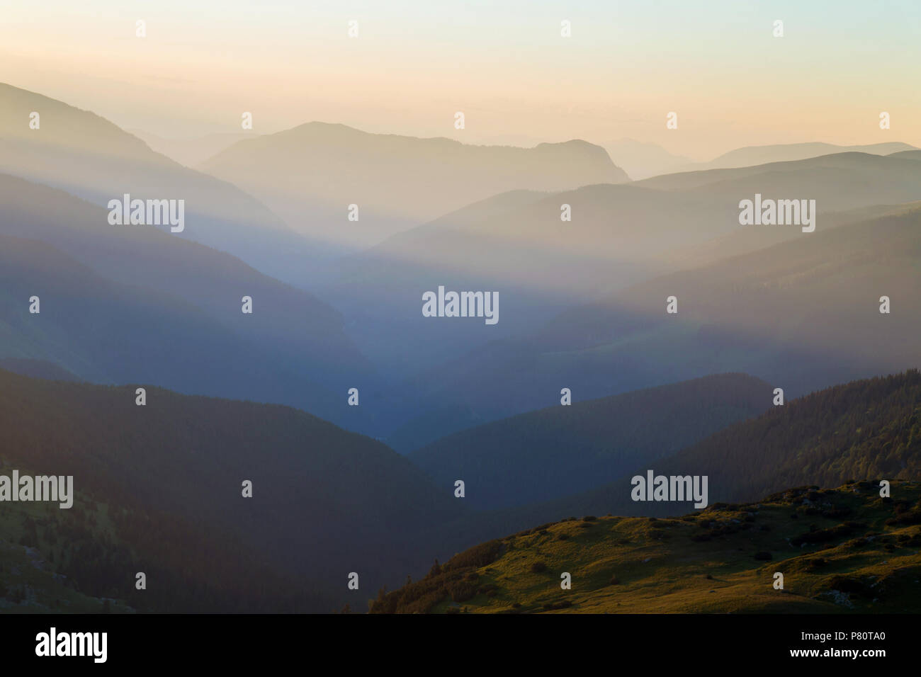 Summer sunrise in Parang Mountains, Romania Stock Photo - Alamy
