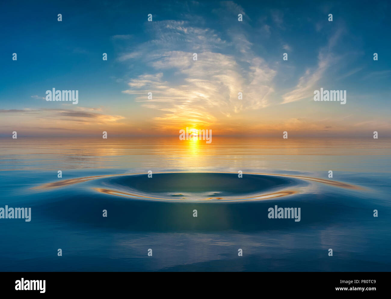 Sunset or sunrise over water droplet in the ocean Stock Photo - Alamy