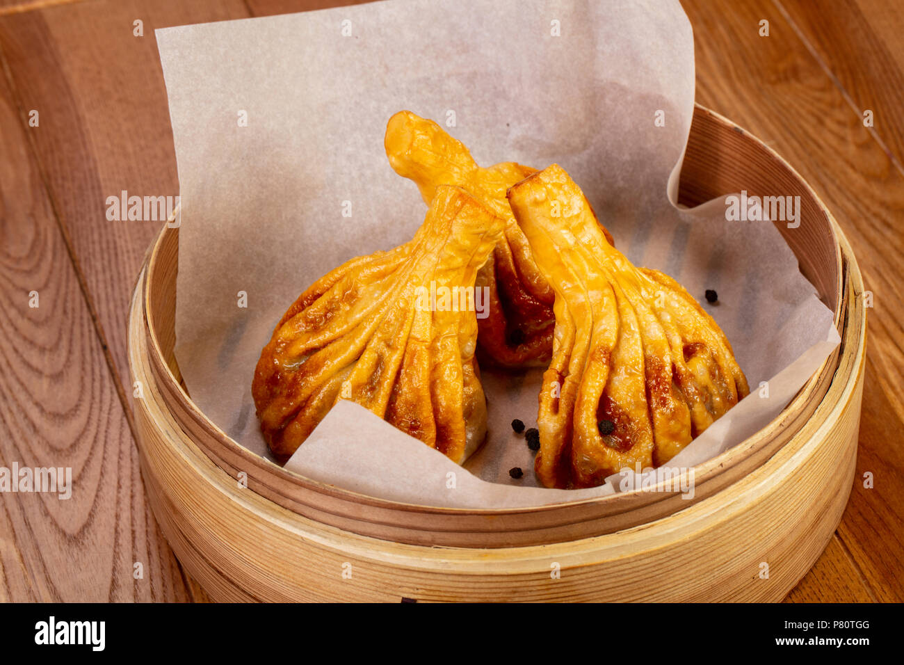 Fried Georgian Khinkali with meat Stock Photo - Alamy