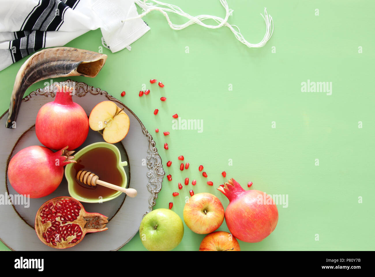 Rosh hashanah (jewish New Year holiday) concept. Traditional symbols Stock Photo - Alamy
