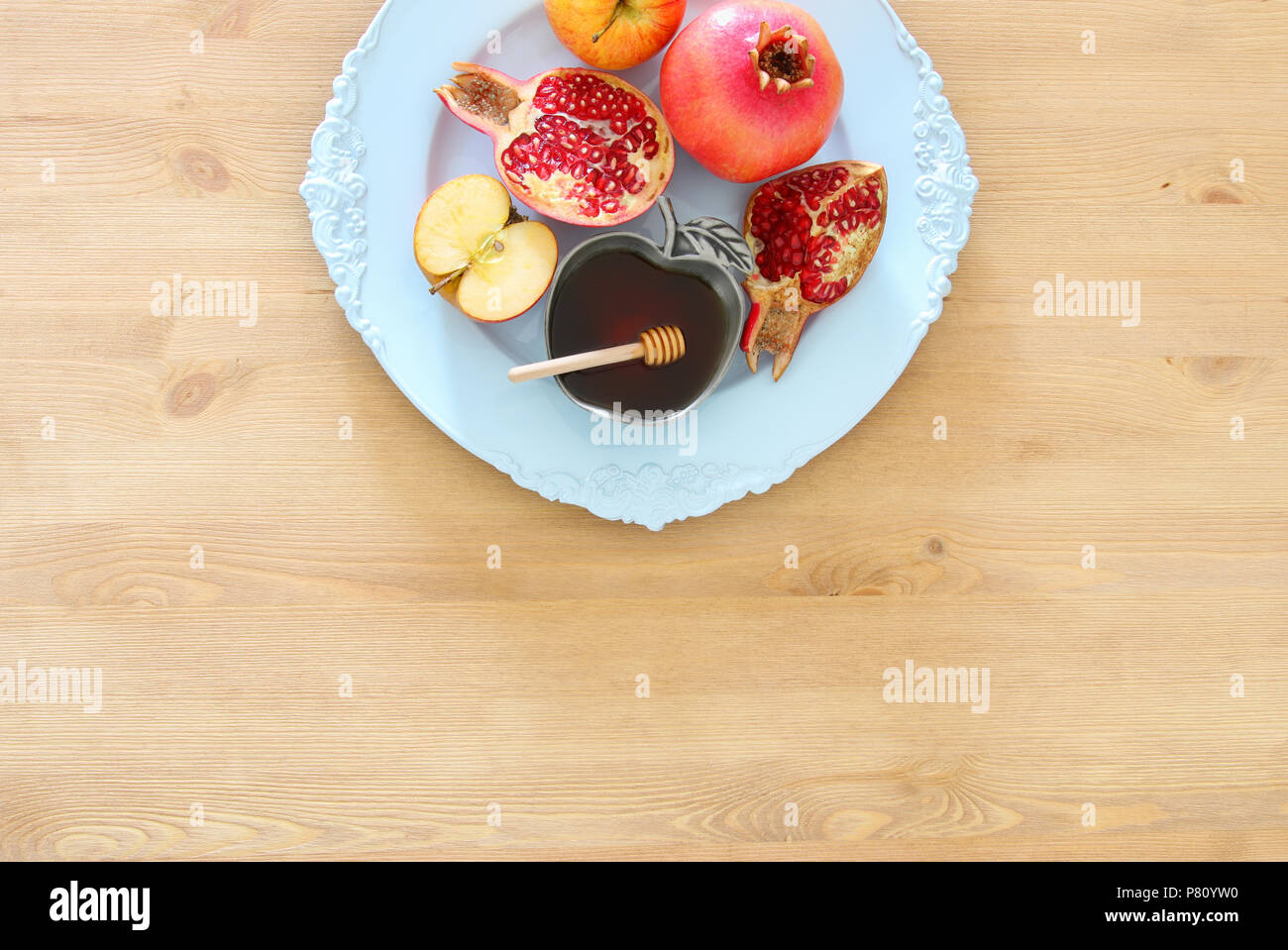 Rosh hashanah (jewish New Year holiday) concept. Traditional symbols ...