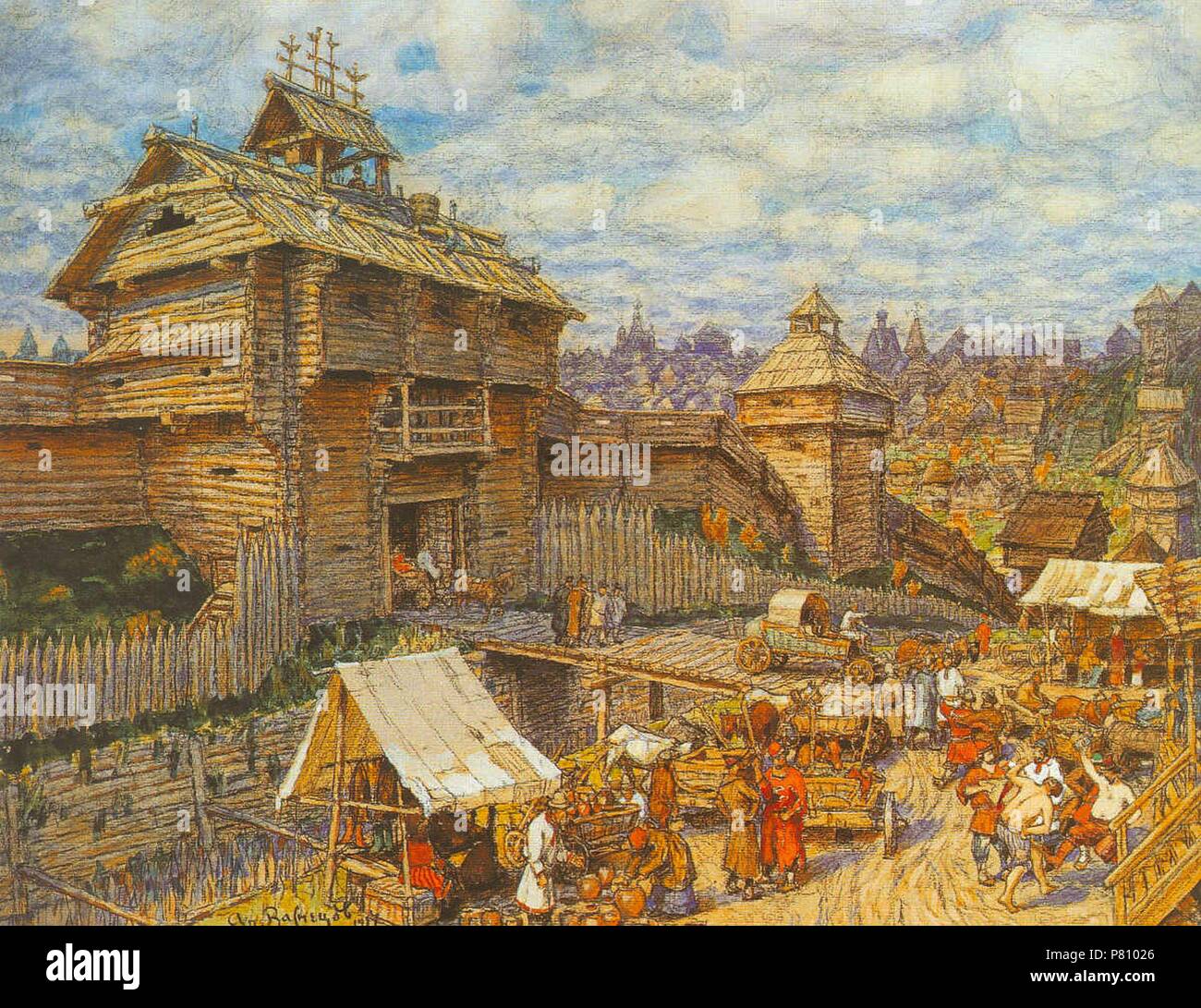 Wooden City of Moscow in the 14th century. Museum: Museum of Moscow ...
