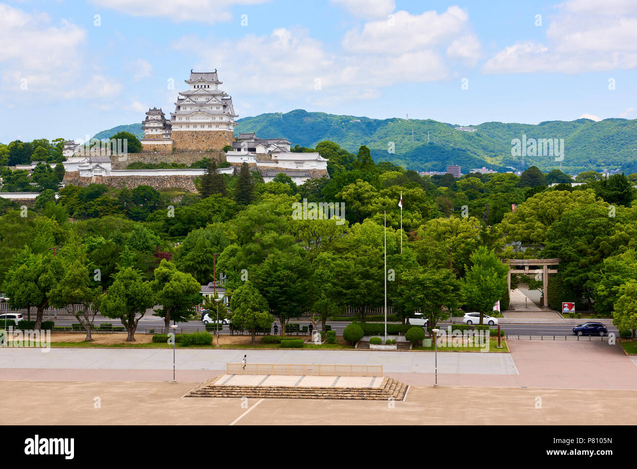 Himeji Castle seen from Otemae Park in Hyogo Prefecture, Japan Stock ...