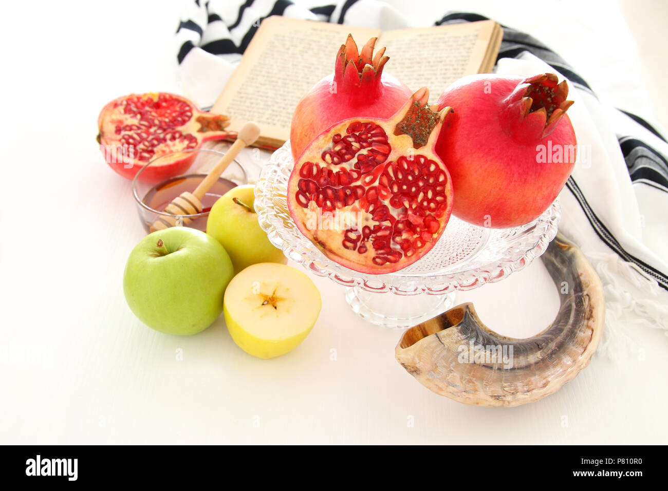 Rosh hashanah (jewish New Year holiday) concept. Traditional symbols ...