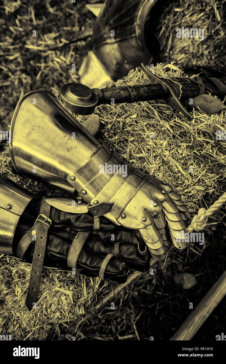 Medieval armor glove, detail of protection, ancient history Stock Photo ...