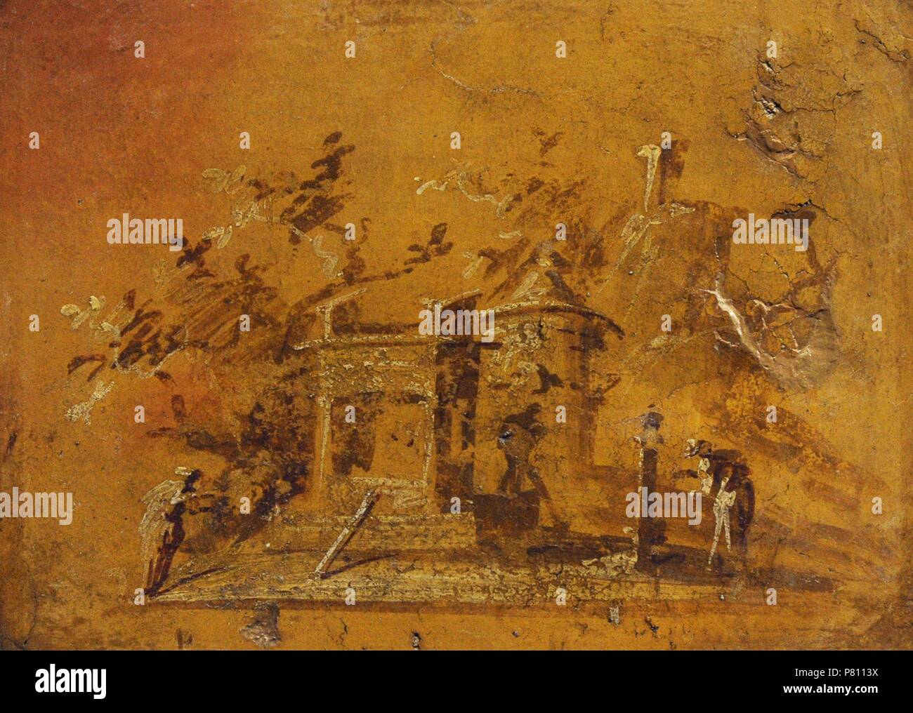 Fresco depicting a monochrome landscape. 50-79 AD. From Villa of the ...