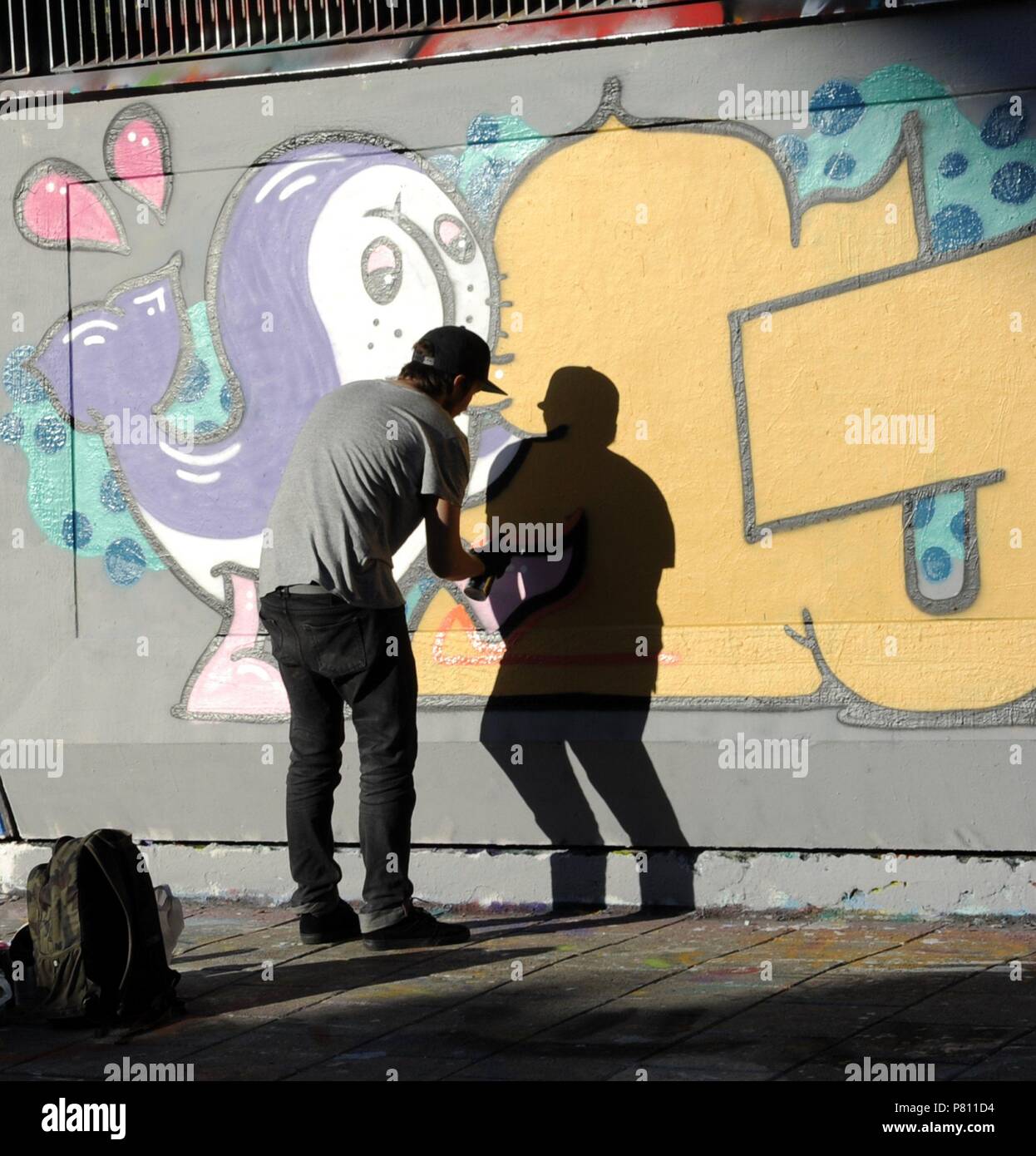 Artistic expression. Wall enabled for urban graffiti artists. City ...