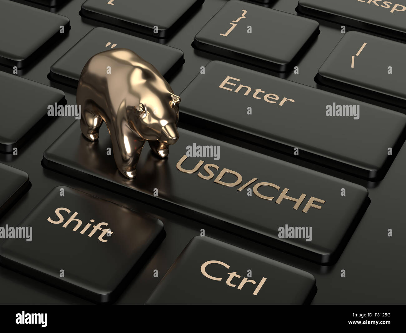 3d render of computer keyboard with franc and dollar button. Forex ...