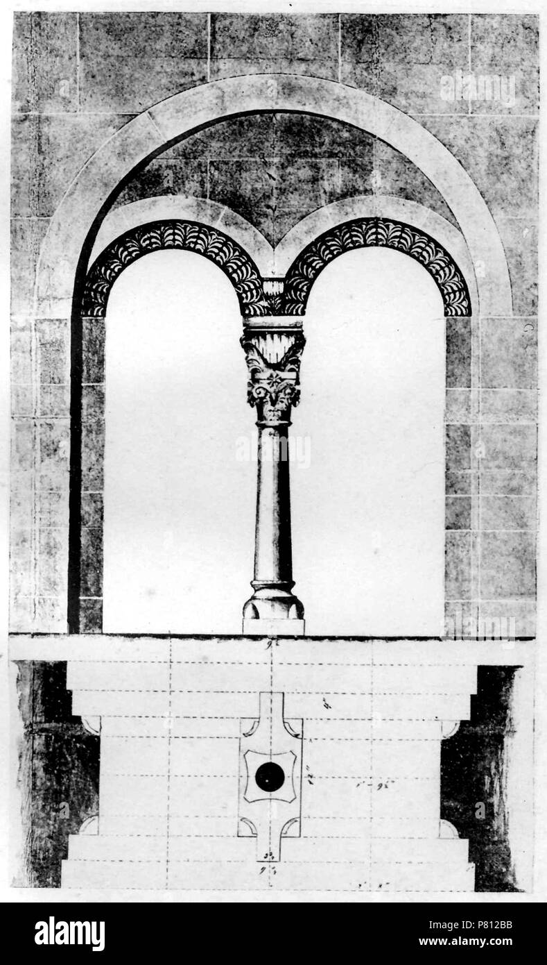 English: Romanesque window. 1887 336 Romanesque window Stock Photo - Alamy