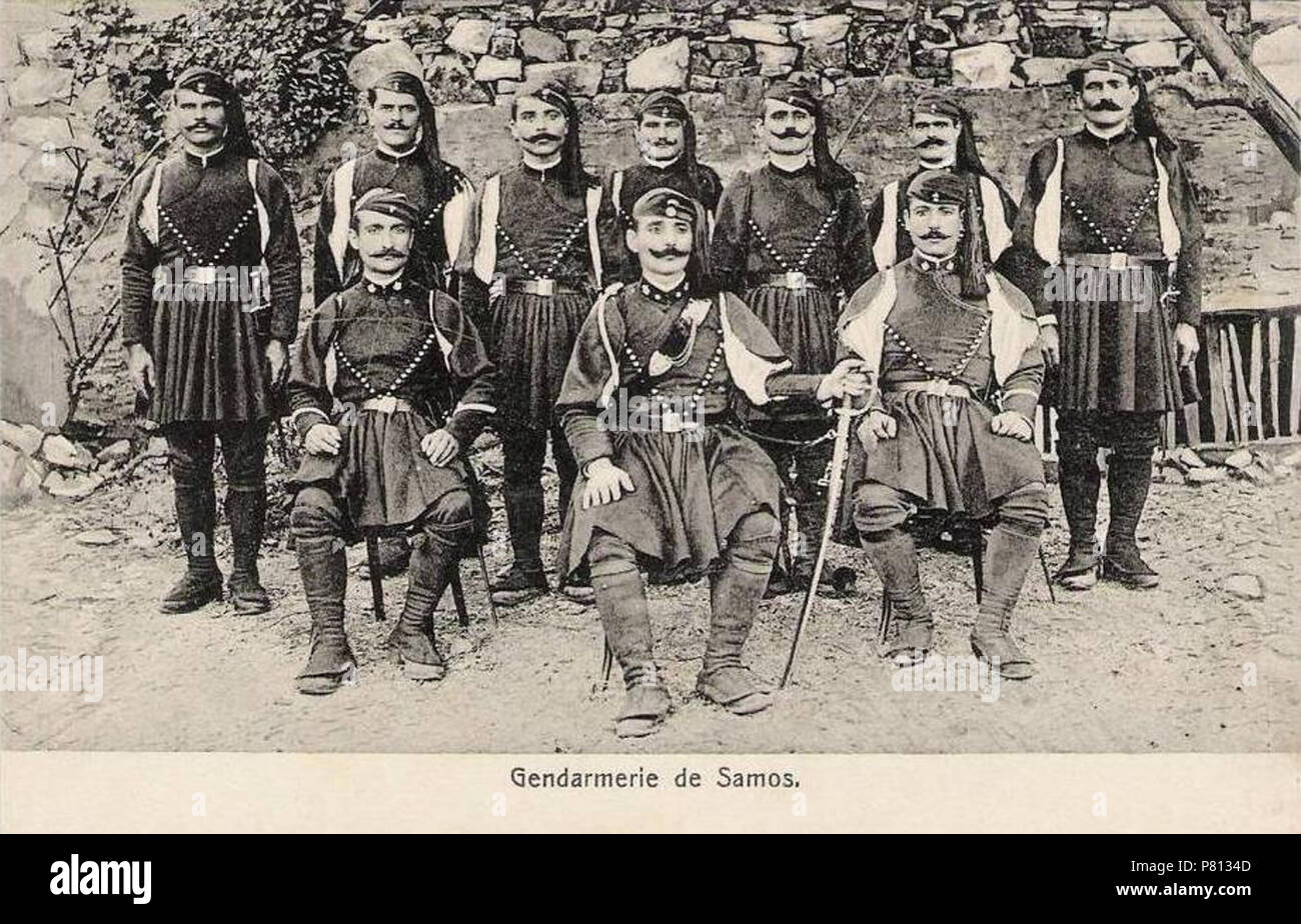 English: Samian Gendarmerie on postal card . circa 1900 339 Samian ...