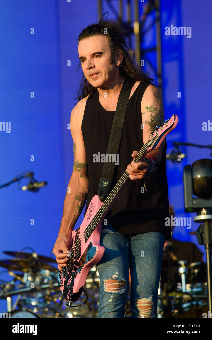 Simon Gallup of The Cure performing at the British Summer Time festival ...