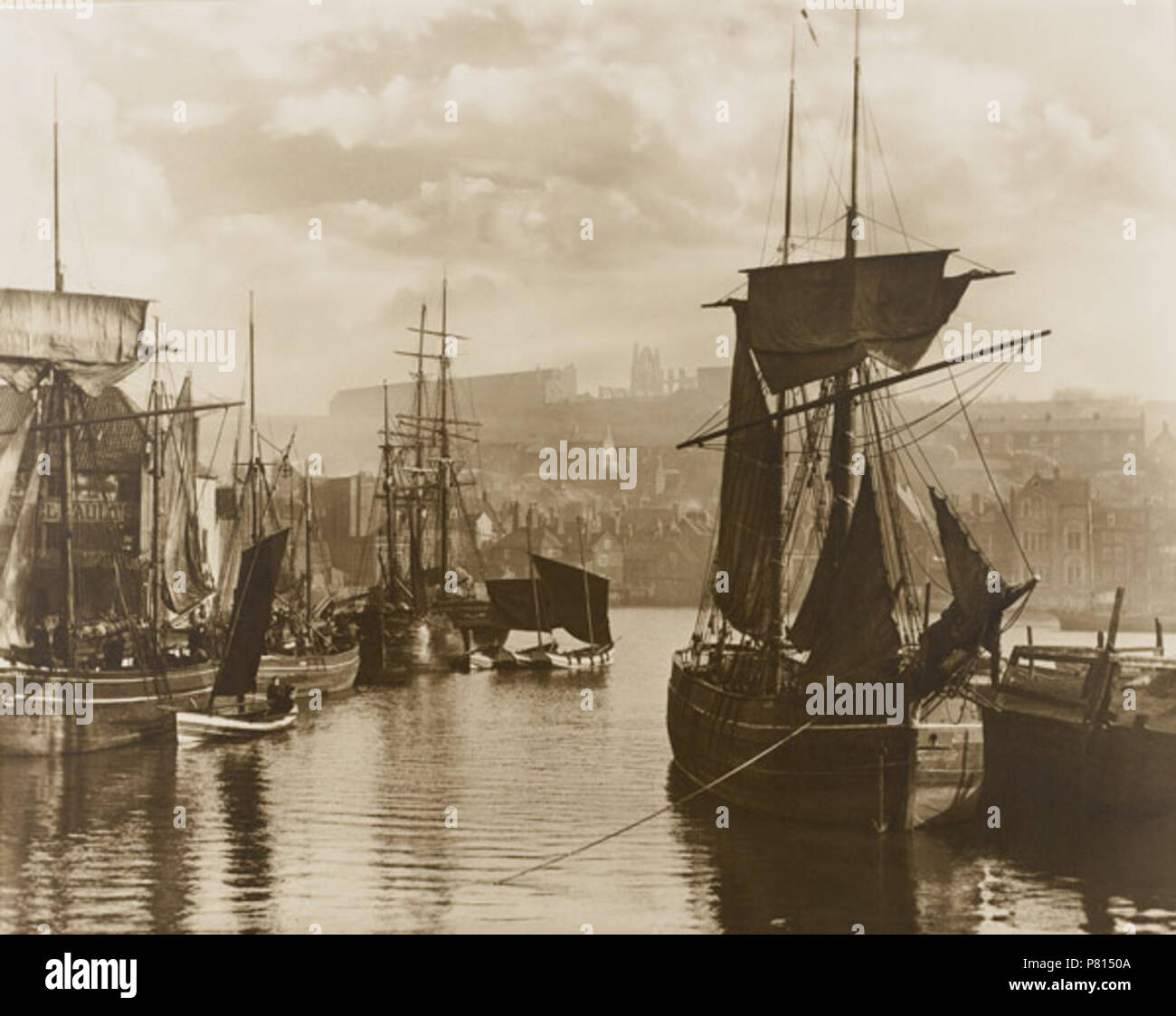 English: The dock End, Whitby . circa 1890 359 Sutcliffe3 Stock Photo ...