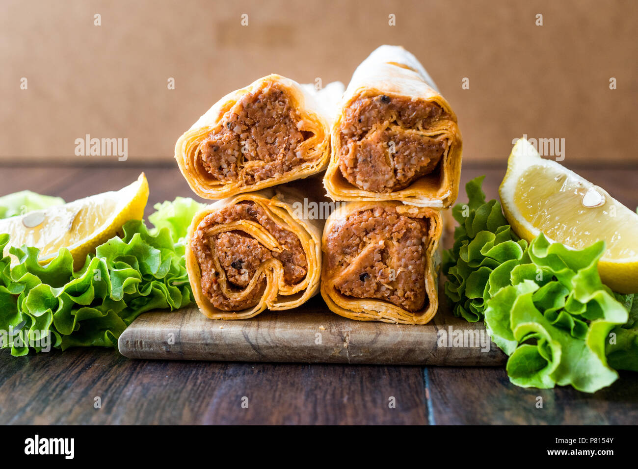 Cig Kofte Durum / Shawarma / Turkish Food. Traditional Food Stock Photo ...