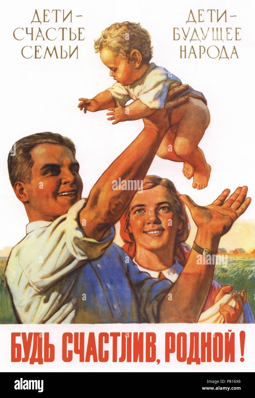 Soviet family poster hi-res stock photography and images - Alamy