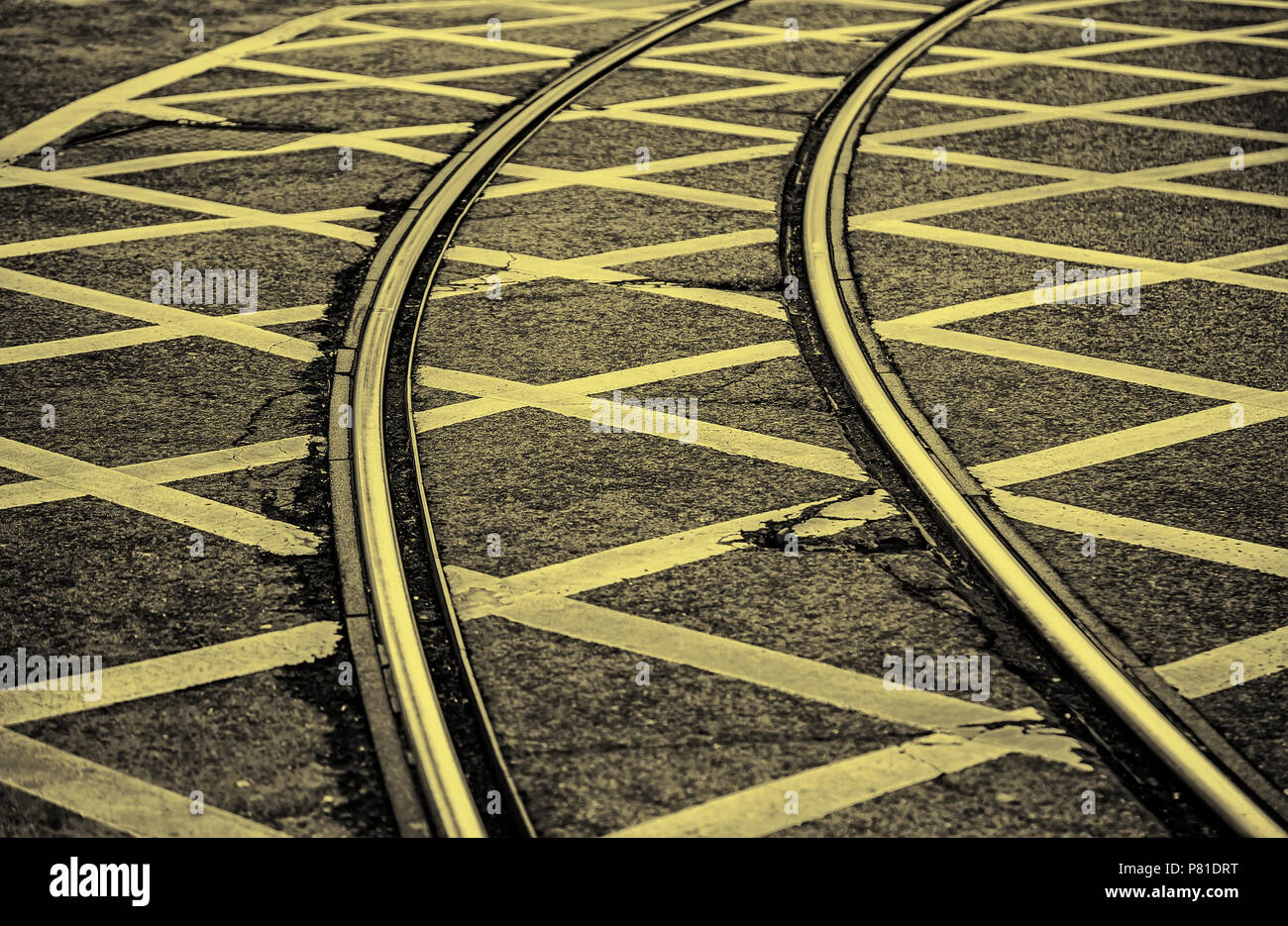 Roads tram traffic signals, detail of a roads for a Transport publishes ...