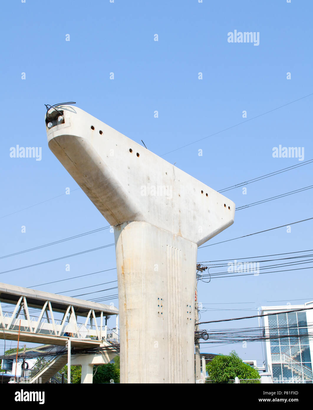 pole structure of electric train in city Stock Photo - Alamy