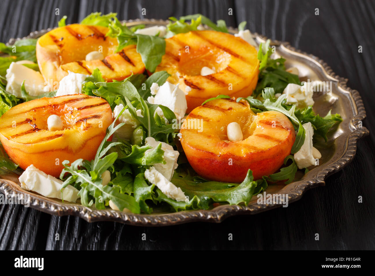 Delicious appetizer salad of grilled fresh peaches, with feta cheese ...