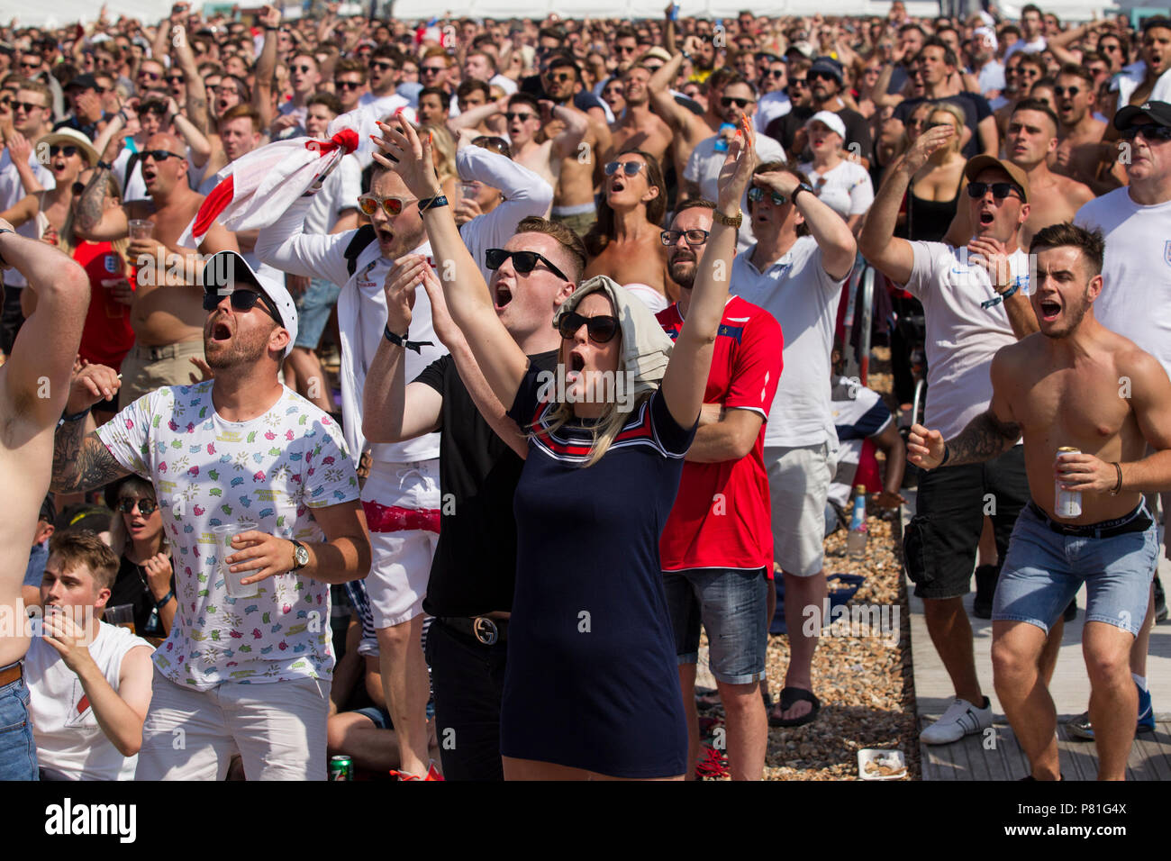 England football fans watch the World Cup Quarter Finals England v ...