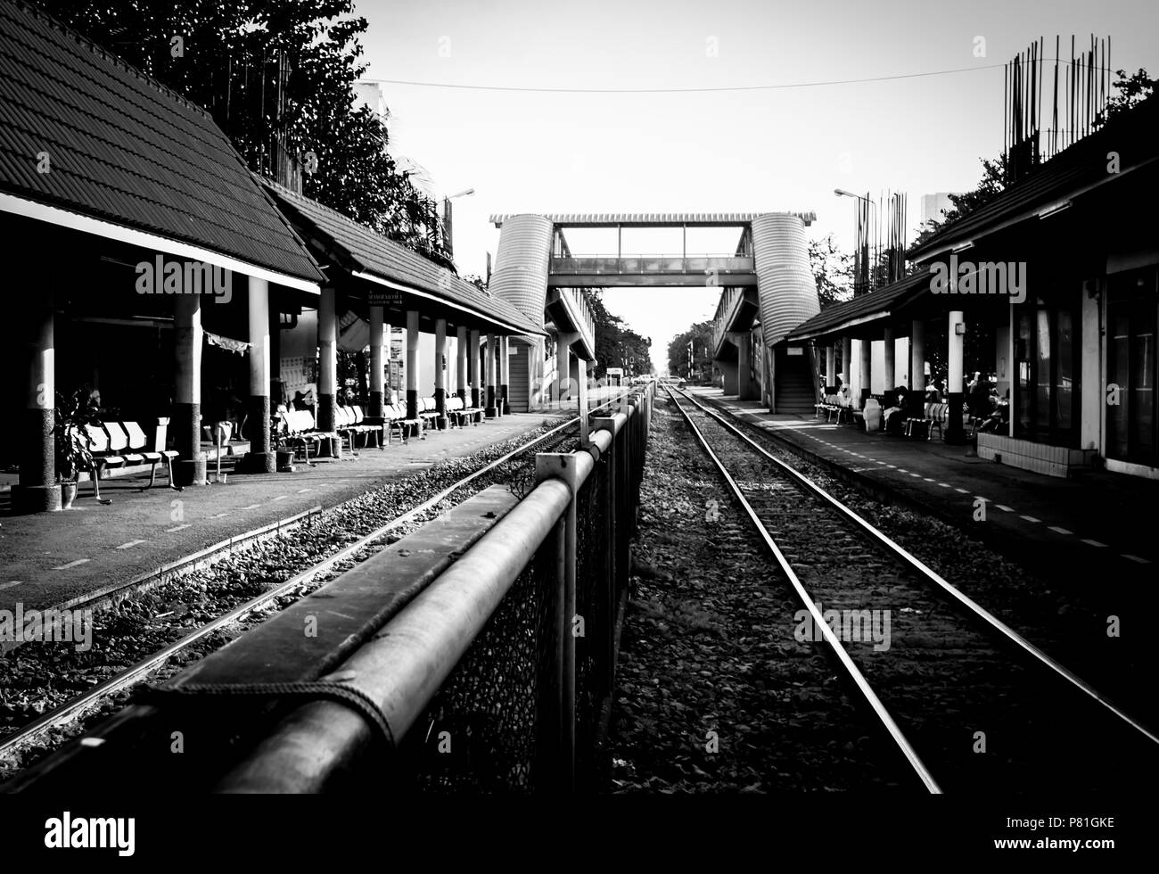 Old railway train stations Black and White Stock Photos & Images - Alamy