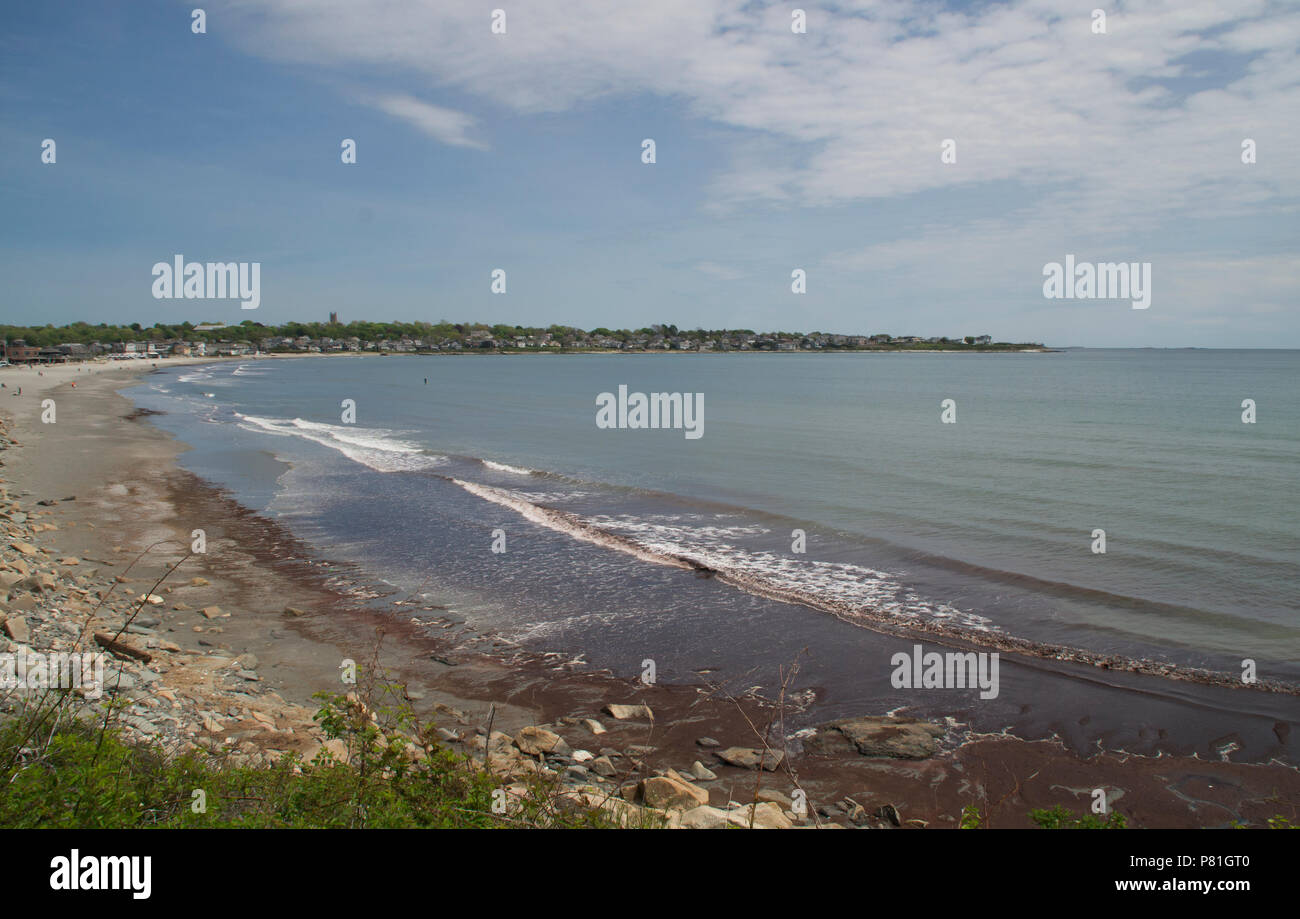 Waves flow toward the shore at a beach in Newport Rhode Island Stock ...