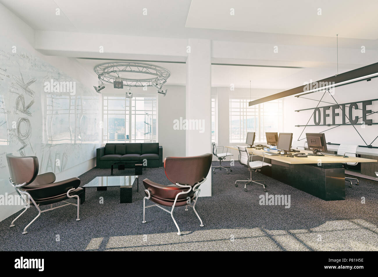 modern office interior. 3d rendering concept Stock Photo - Alamy