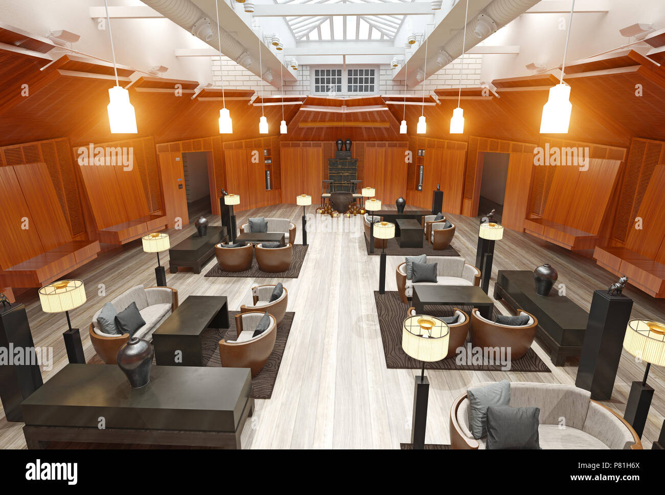modern lobby restaurant interior. 3d rendering concept Stock Photo - Alamy