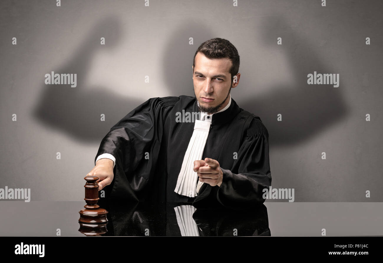 Young judge with brawny design on his back Stock Photo - Alamy