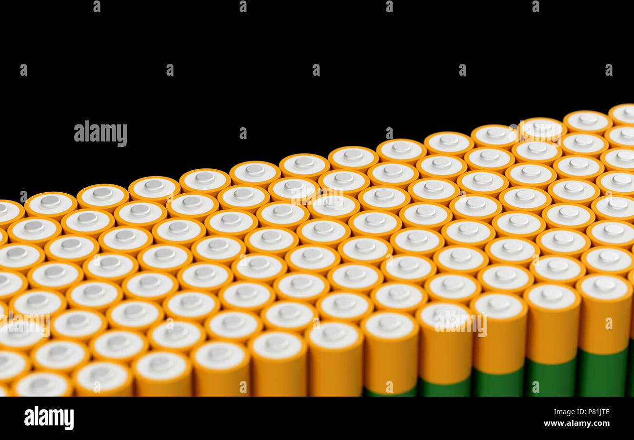 Batteries cells on the dark background. 3D rendering Stock Photo - Alamy