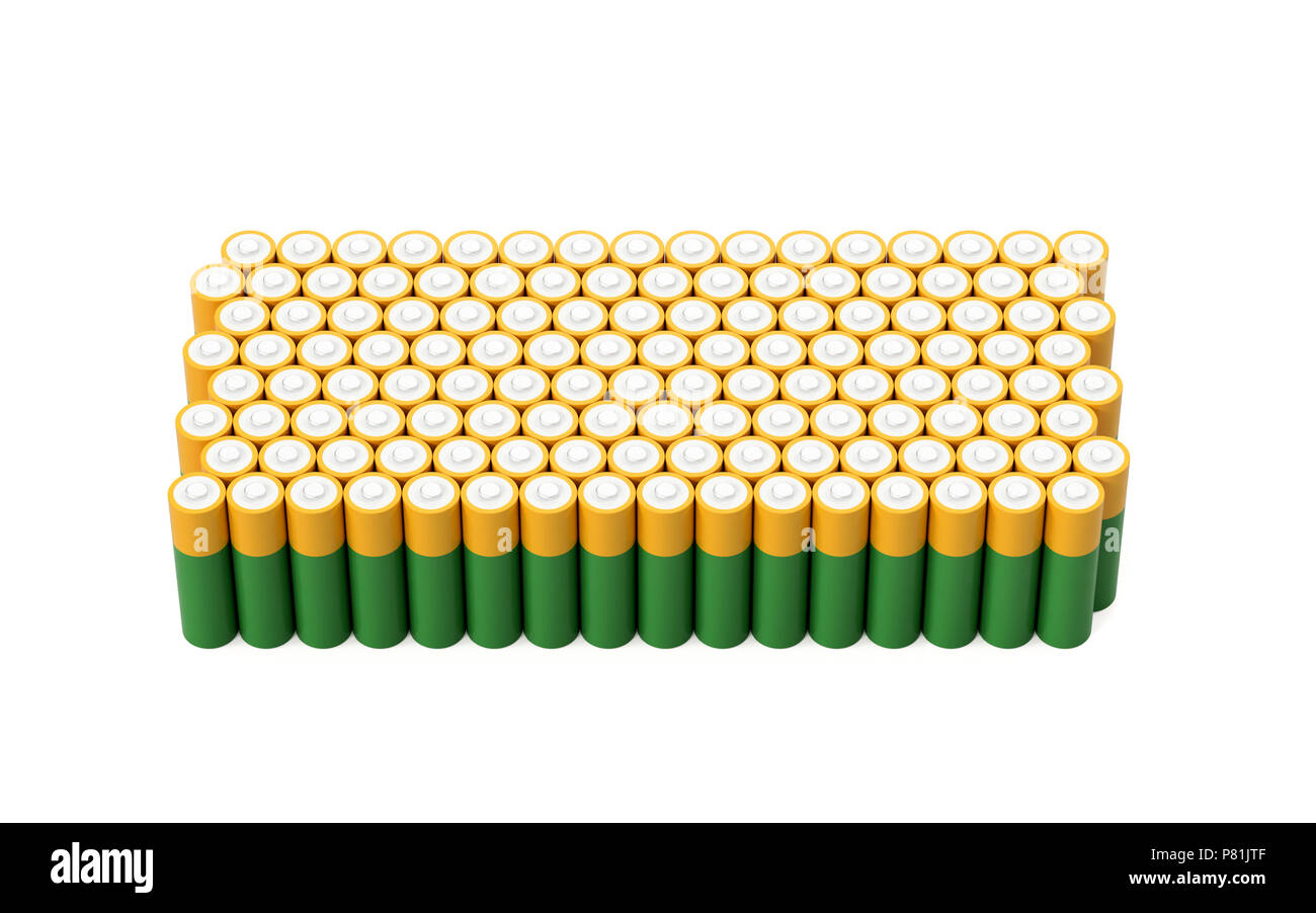 Batteries cells on the white background. 3D rendering Stock Photo - Alamy