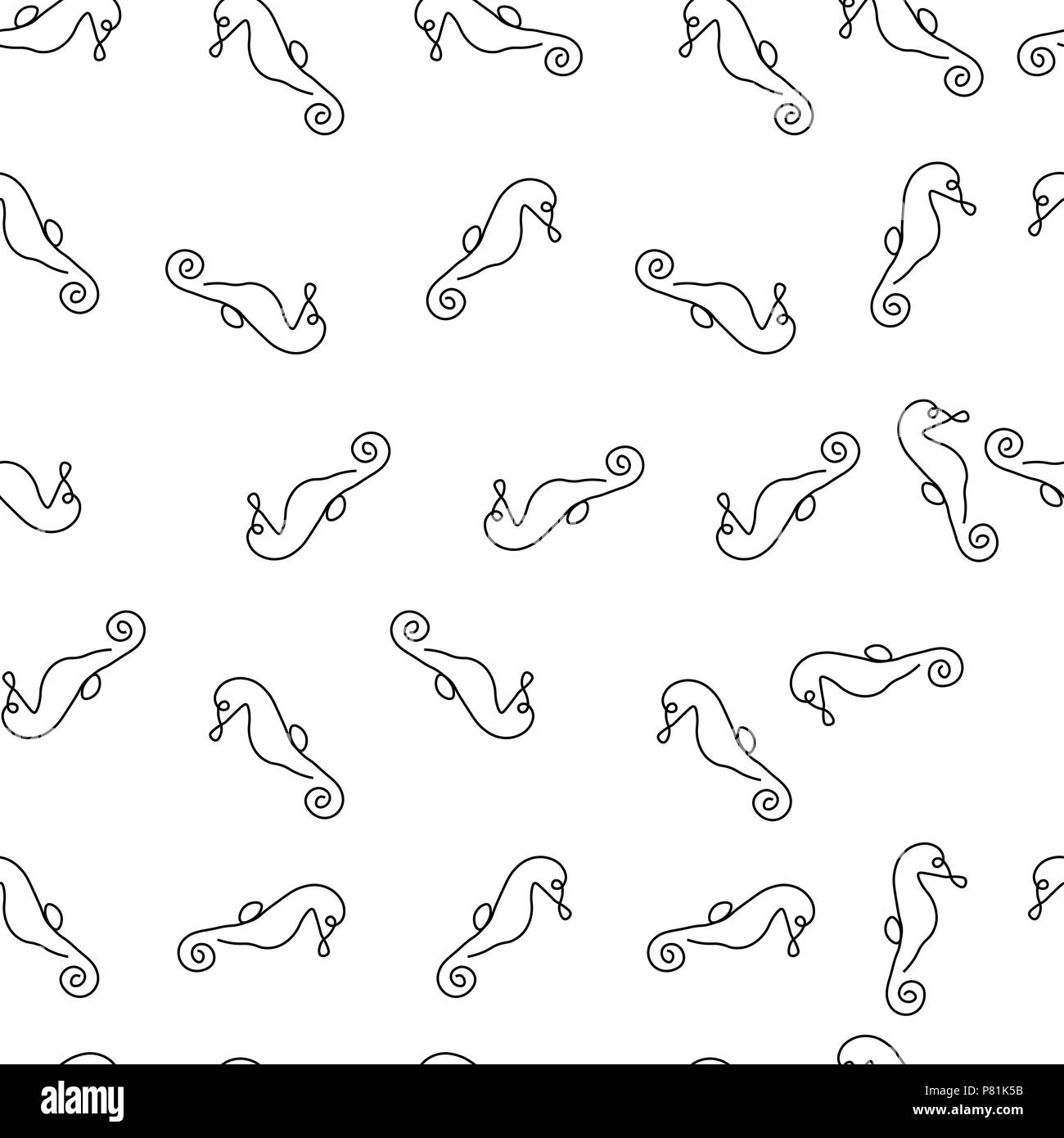 Hippocampus fish animal pattern seamless. Vector illustration. Isolated ...