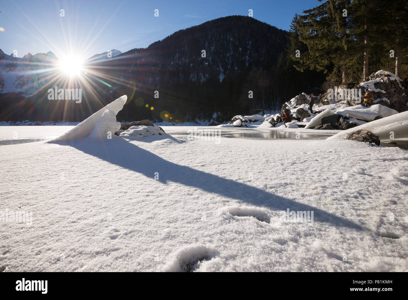 Laghi di Fusine, lake fusine, Tarvisio Italy , lago fusine winter scene ...