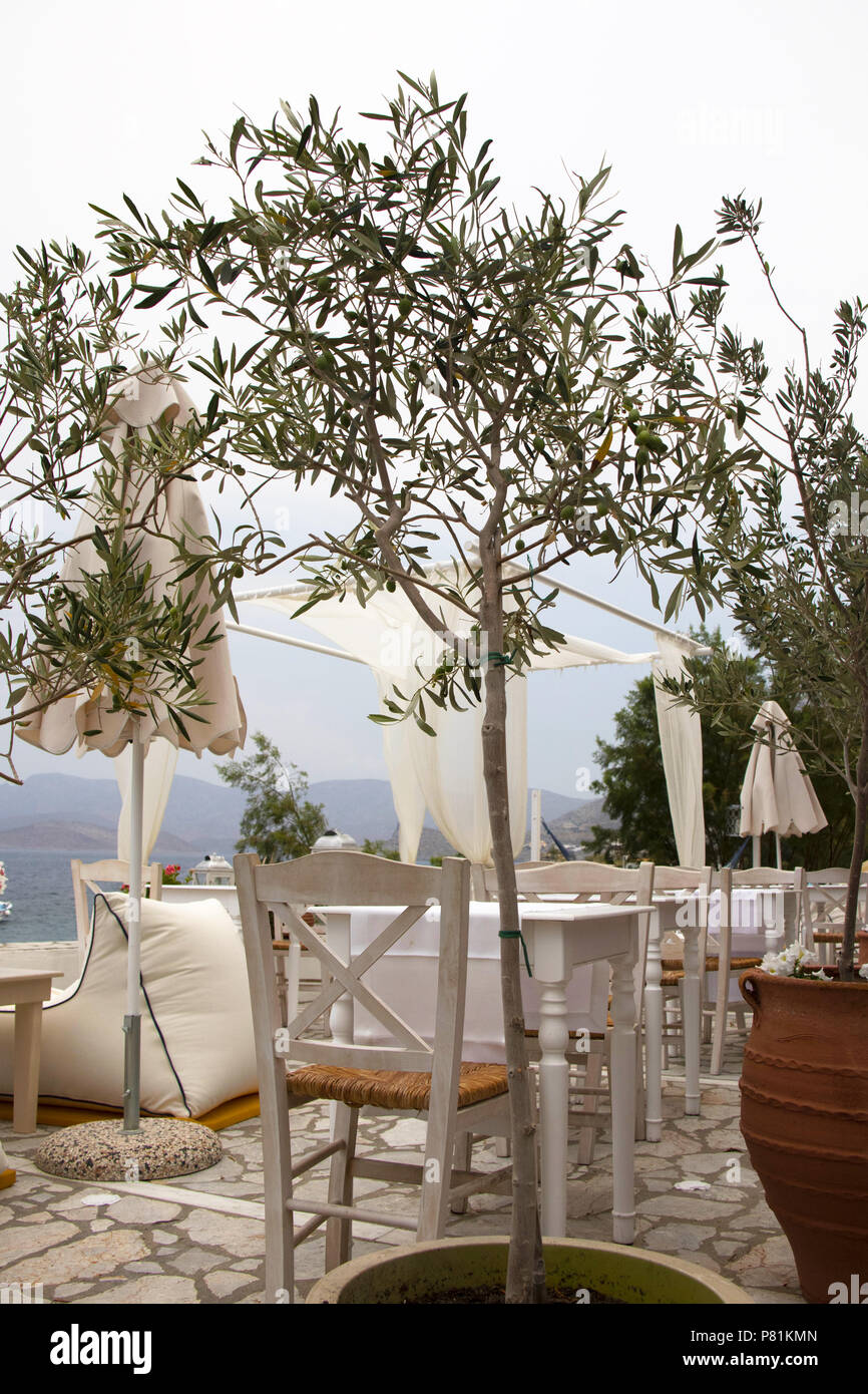 Taverna overlooking the sea in Masouri, Kalymnos, Greece Stock Photo ...