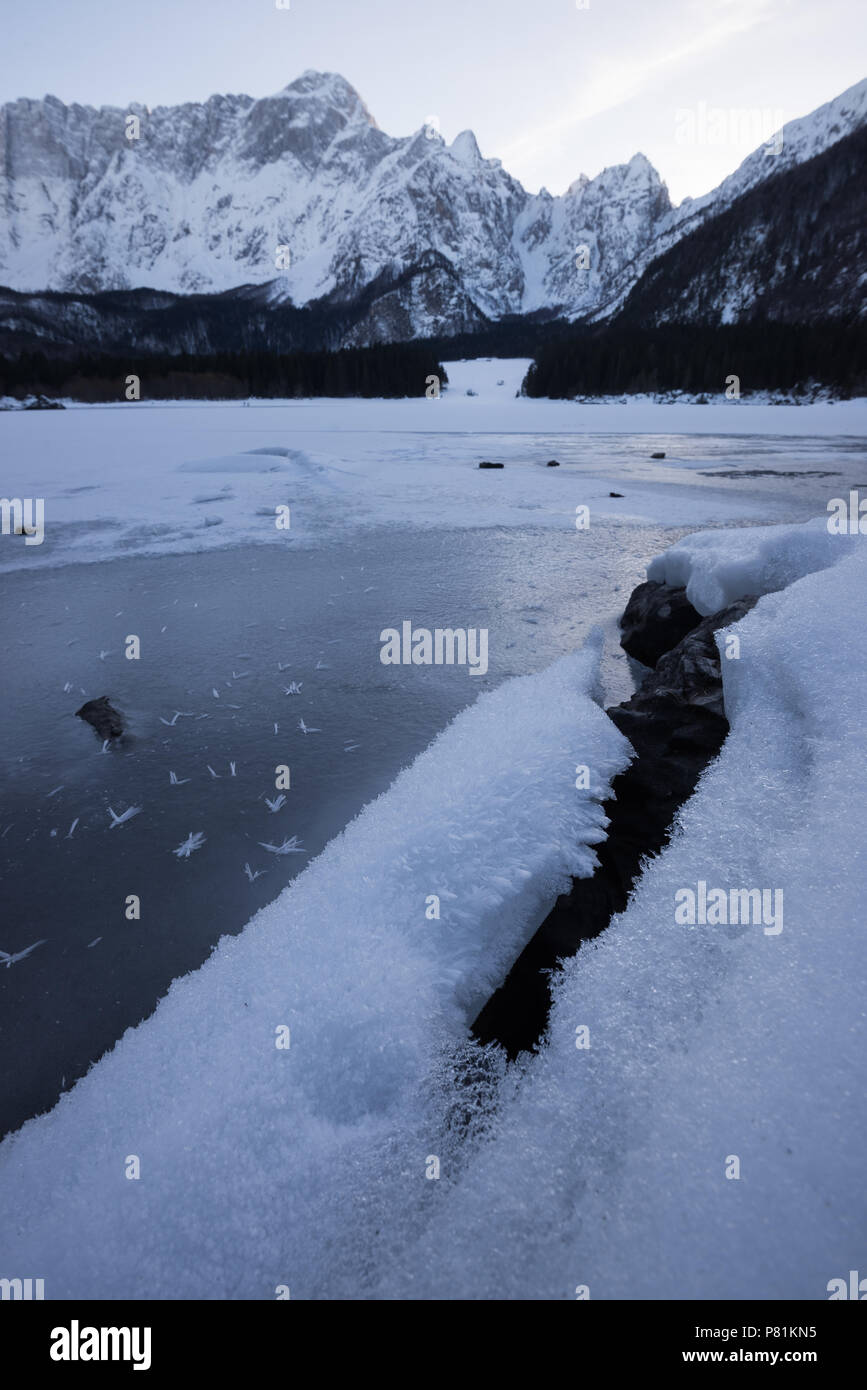 Laghi di Fusine, lake fusine, Tarvisio Italy , lago fusine winter scene ...