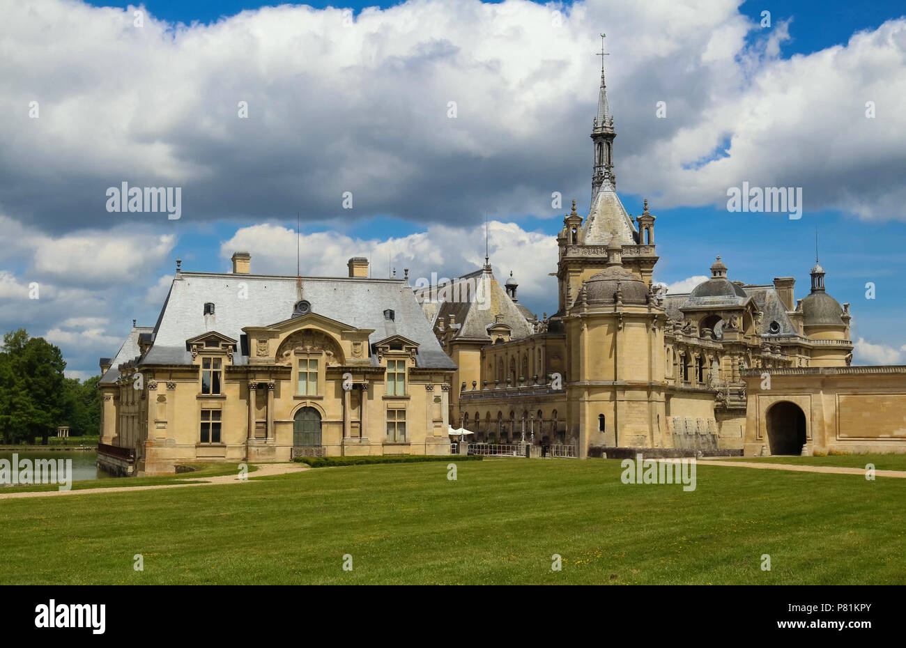 External view of famous Chantilly Castle, 1560 - a historic castle ...