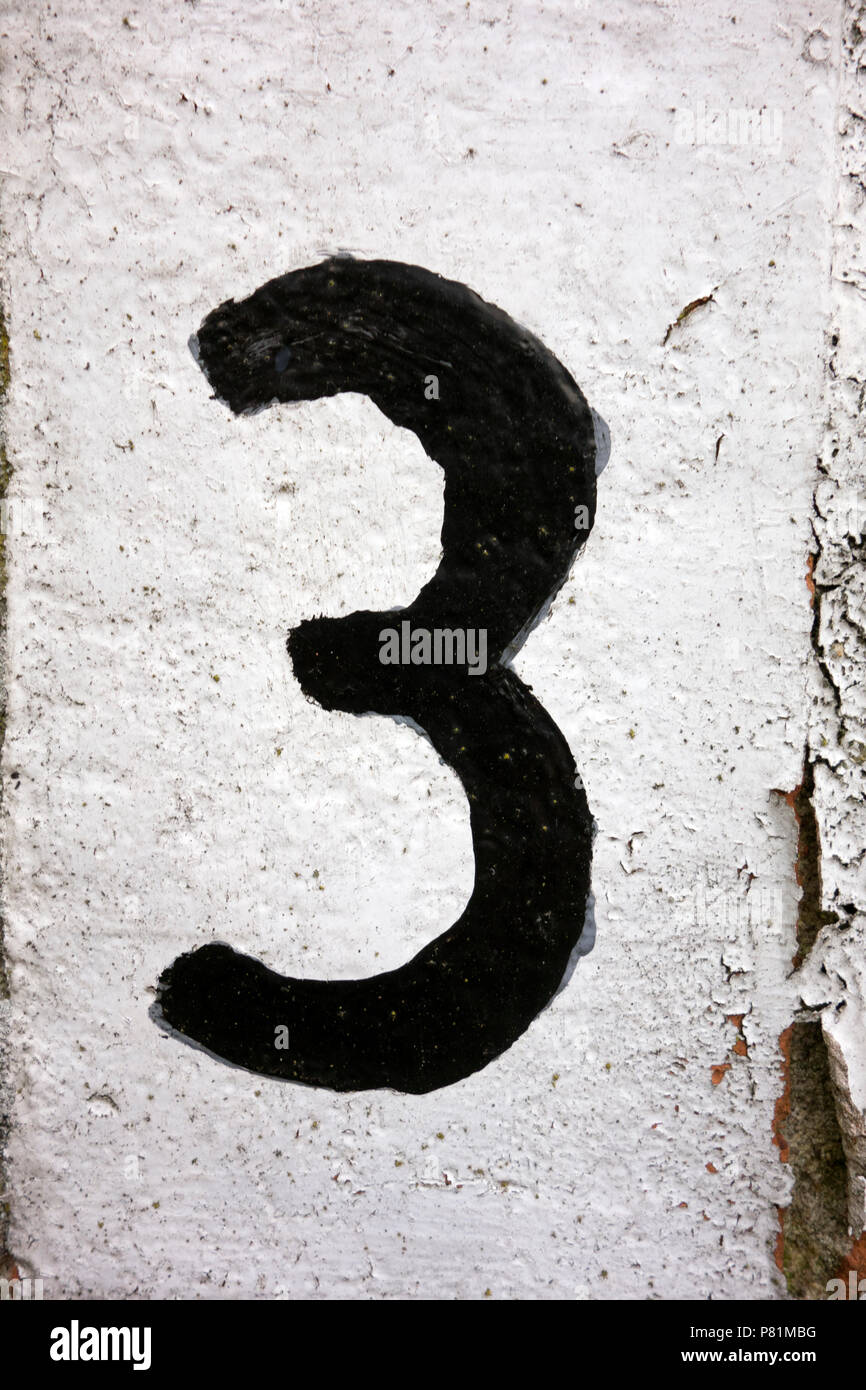 Written Wording in Distressed State Typography Found Number Three 3 ...