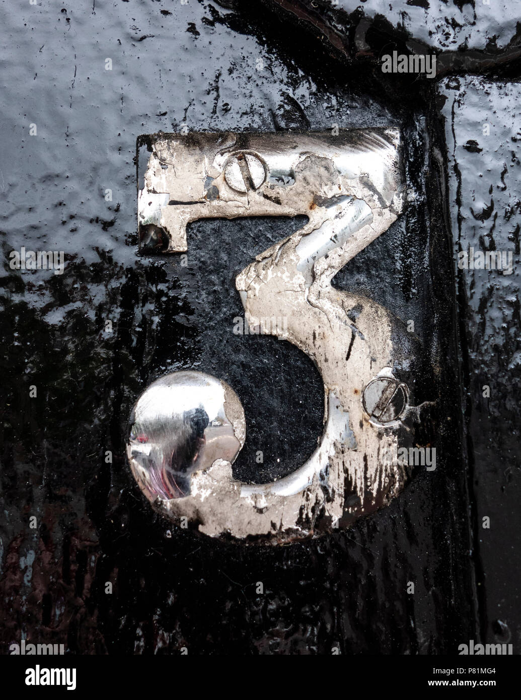 Written Wording in Distressed State Typography Found Number Three 3 ...